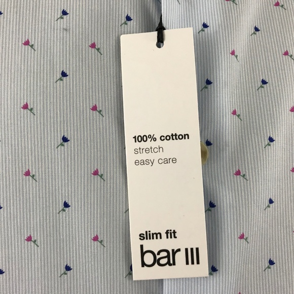 Bar III | Shirts | Bar Iii Floral Print Dress Shirt Slim Fit Stretch ...